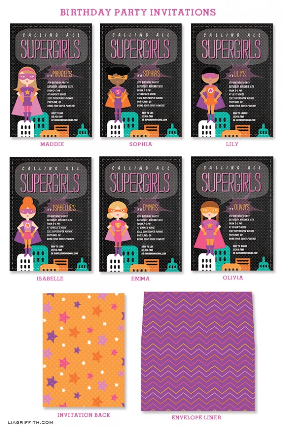 Supergirl Birthday Party Invitations