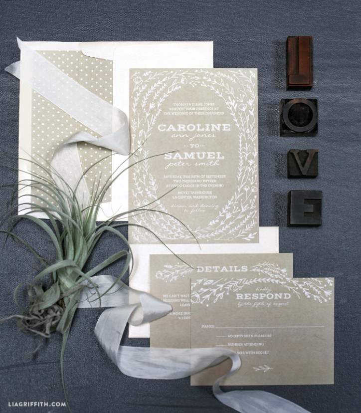 Printable Rustic Wedding Invitations - Lia Griffith