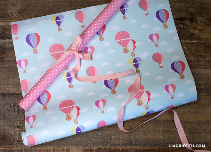 Hot Air Balloon Printable Gift Wrap - Lia Griffith