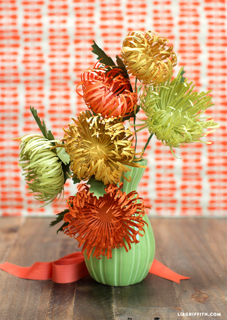 Paper Spider Mums for Fall - Lia Griffith