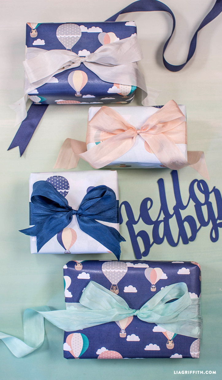 Hot Air Balloon Baby Shower Gift Wrap - Lia Griffith