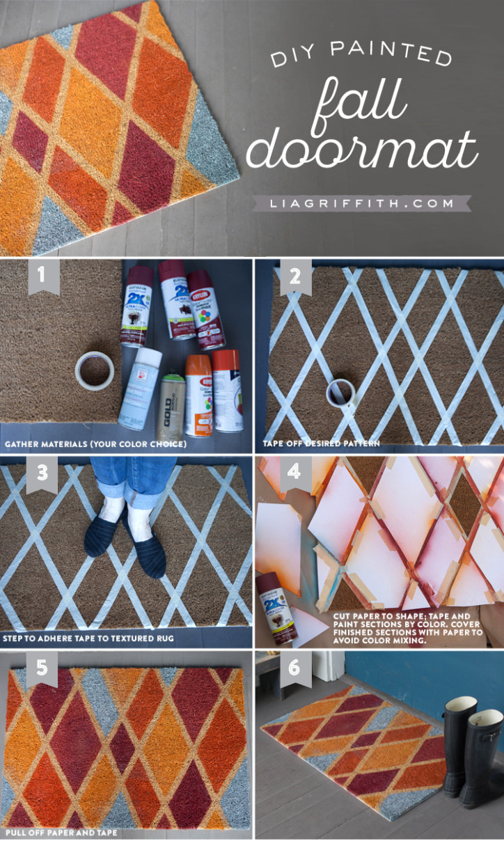 DIY Colorful Fall Doormat - Lia Griffith