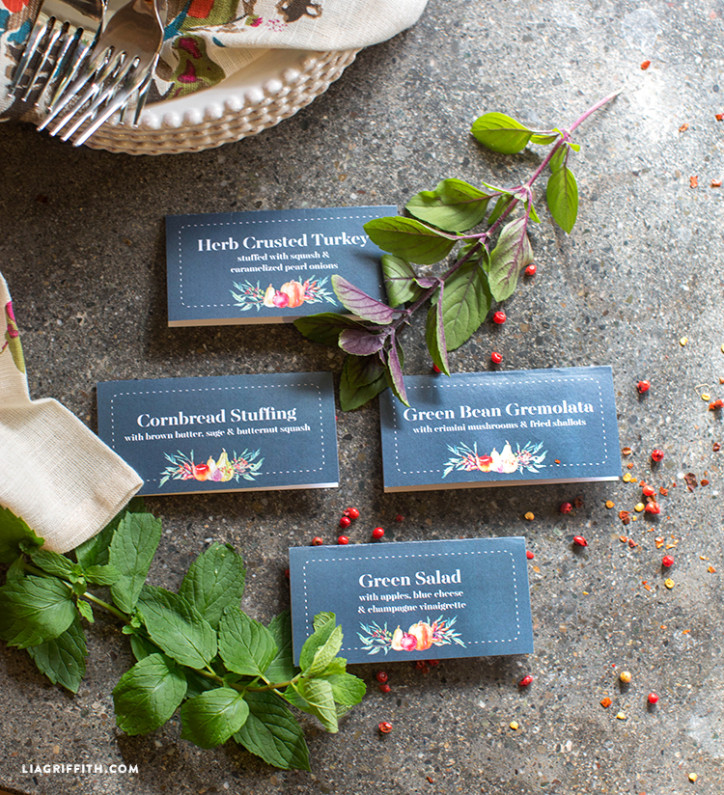 Printable Thanksgiving Food Tags - Lia Griffith