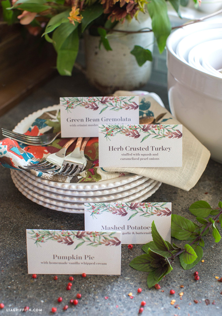 Printable Thanksgiving Food Tags - Lia Griffith