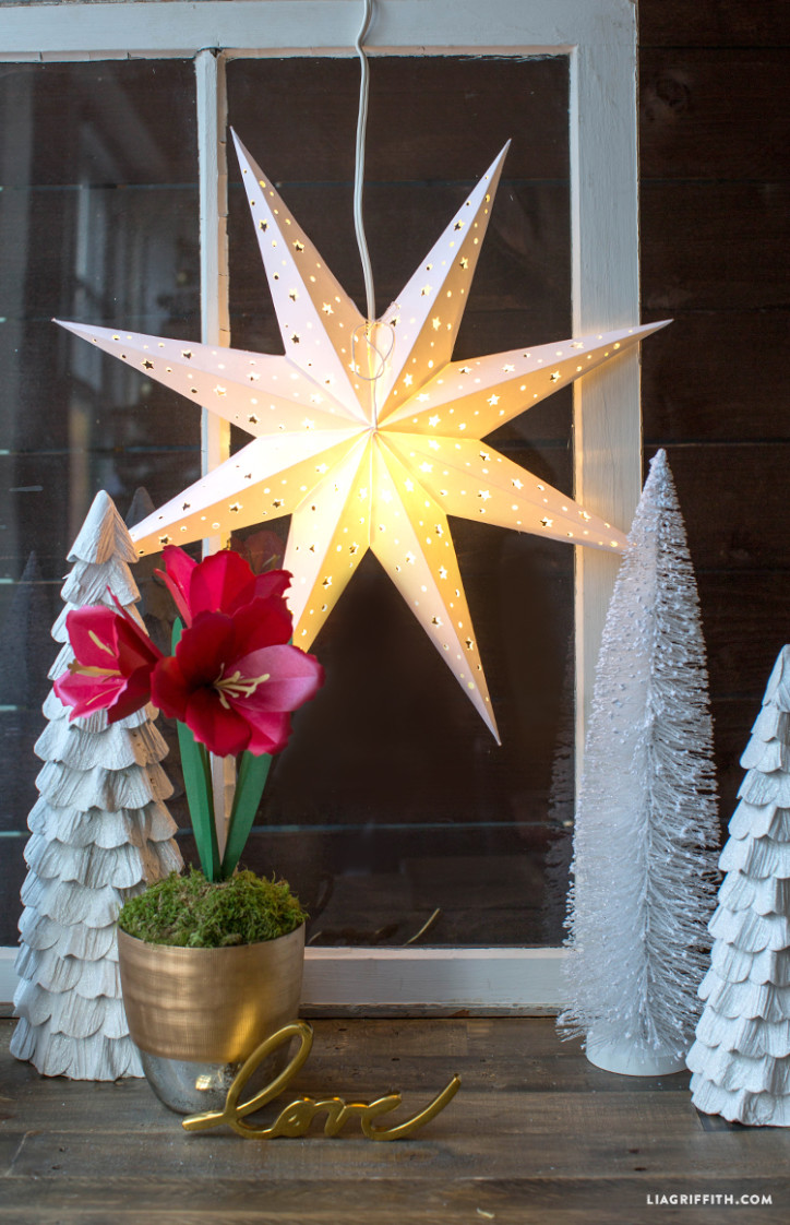 DIY Paper Star Window Decoration - Lia Griffith
