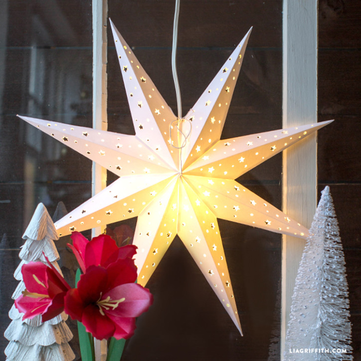 DIY Paper Star Window Decoration - Lia Griffith