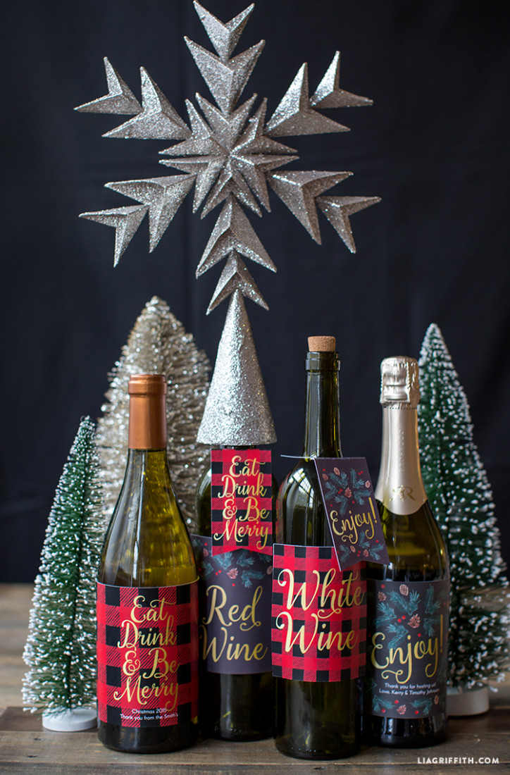 Printable Christmas Wine Bottle Labels - Lia Griffith