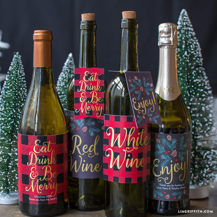 Printable Christmas Wine Bottle Labels - Lia Griffith