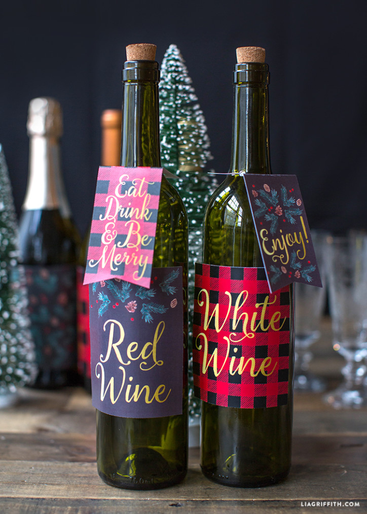 Printable Christmas Wine Bottle Labels - Lia Griffith