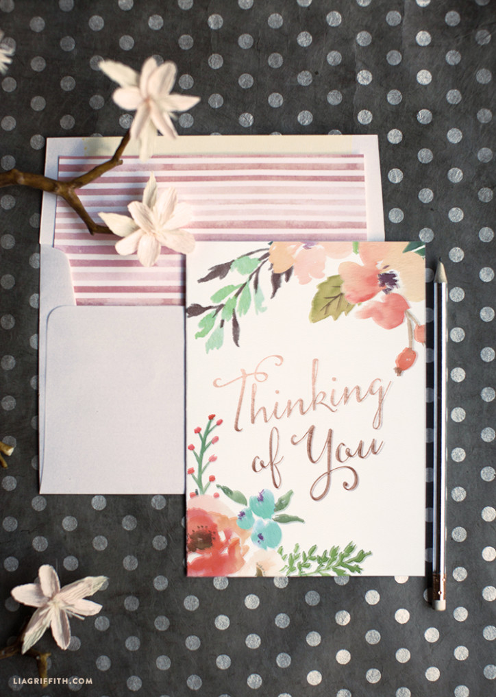 Watercolor Flower Thinking of You Card - Lia Griffith