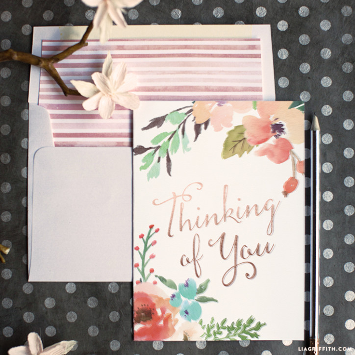 Watercolor Flower Thinking of You Card - Lia Griffith