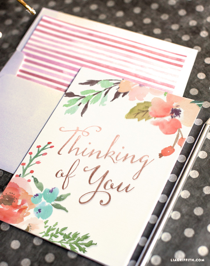 Watercolor Flower Thinking of You Card - Lia Griffith