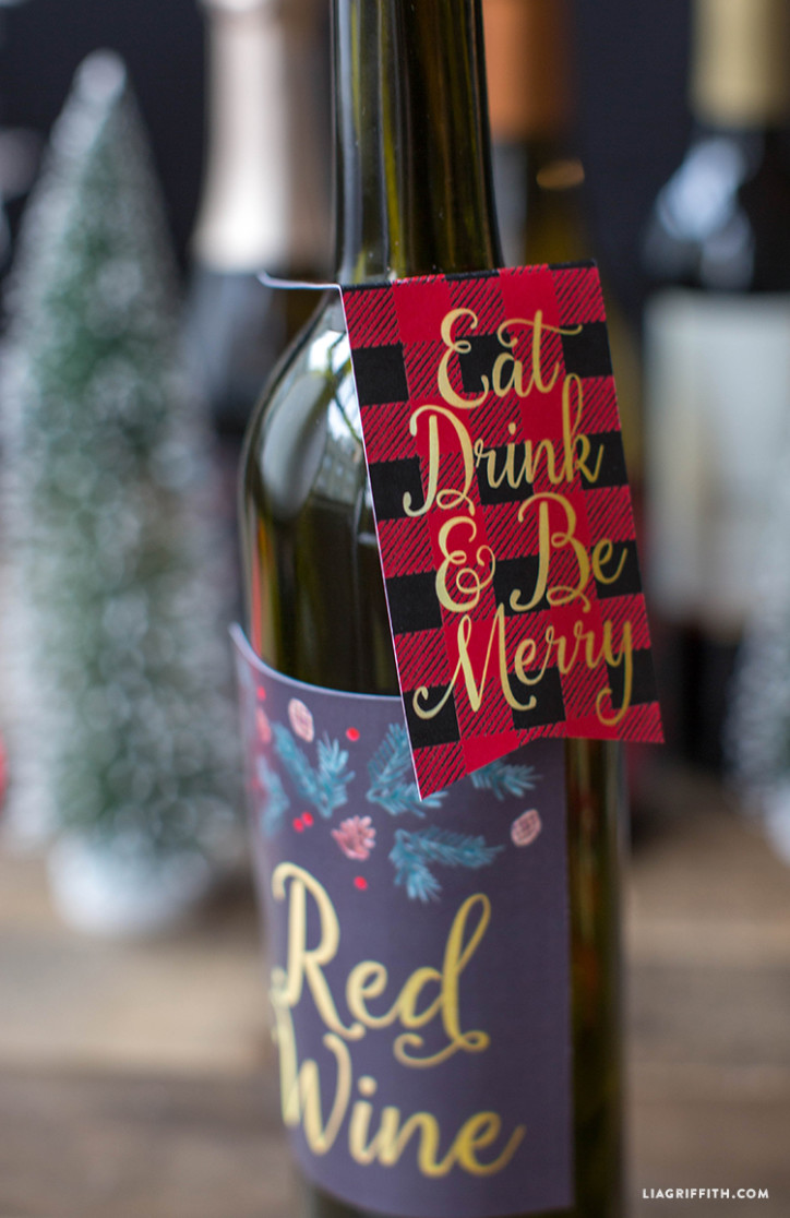 Printable Christmas Wine Bottle Labels - Lia Griffith