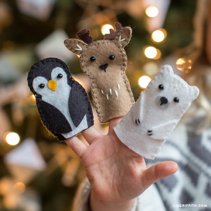 Winter Animal Felt Finger Puppets - Lia Griffith