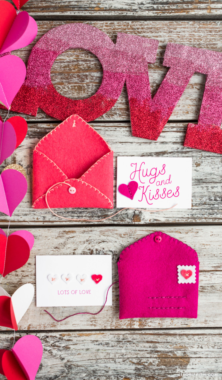 Hand Stitched Felt Envelopes - Lia Griffith