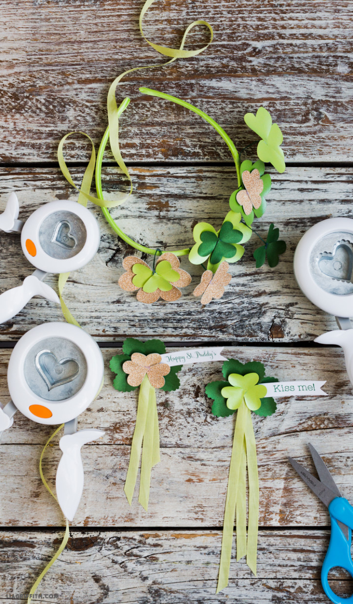 Paper Shamrock Headband and Pin for St. Patrick's Day - Lia Griffith