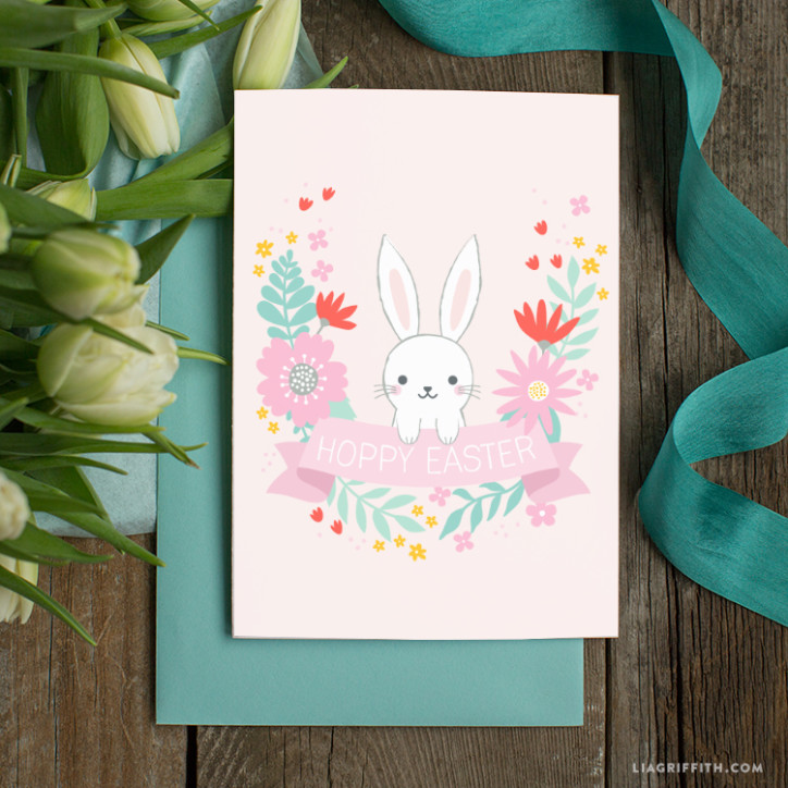 Printable Hoppy Easter Card - Lia Griffith