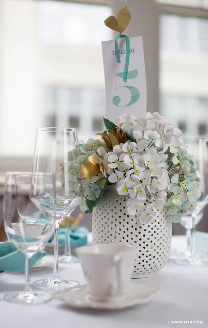 Watercolor Teal Wedding Table Numbers - Lia Griffith