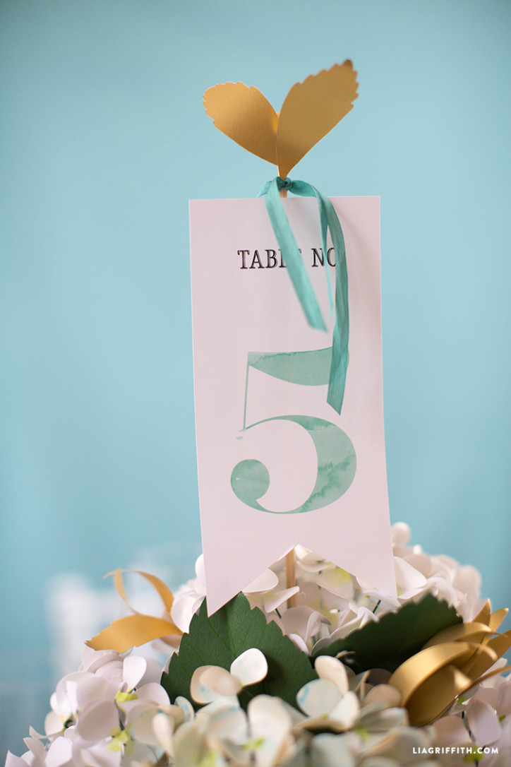 Watercolor Teal Wedding Table Numbers - Lia Griffith