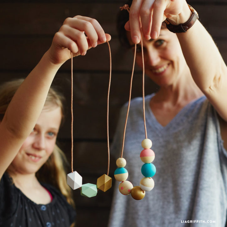 Painted Wooden Bead Necklace - Lia Griffith