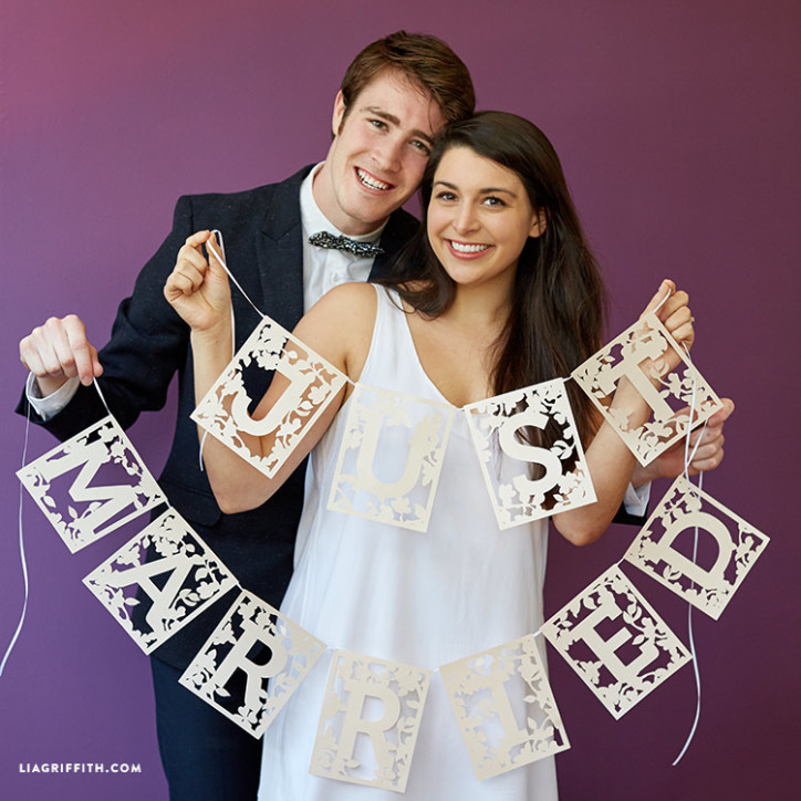 Just Married Papercut Blossom Garland - Lia Griffith