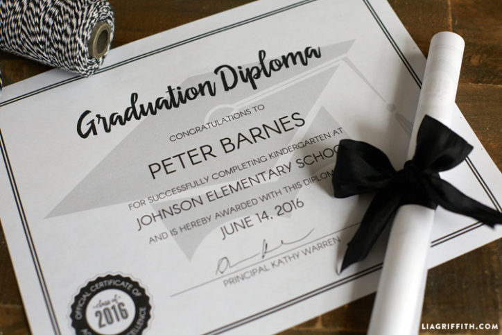 Printable Graduation Diploma - Lia Griffith