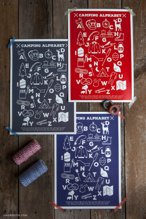 Printable Camping Alphabet Posters - Lia Griffith