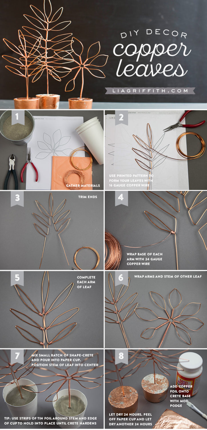 Copper Wire Leaf Decor - Lia Griffith