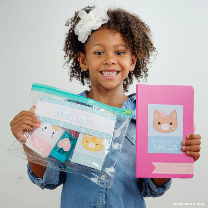 Kitty Themed Back to School Labels - Lia Griffith