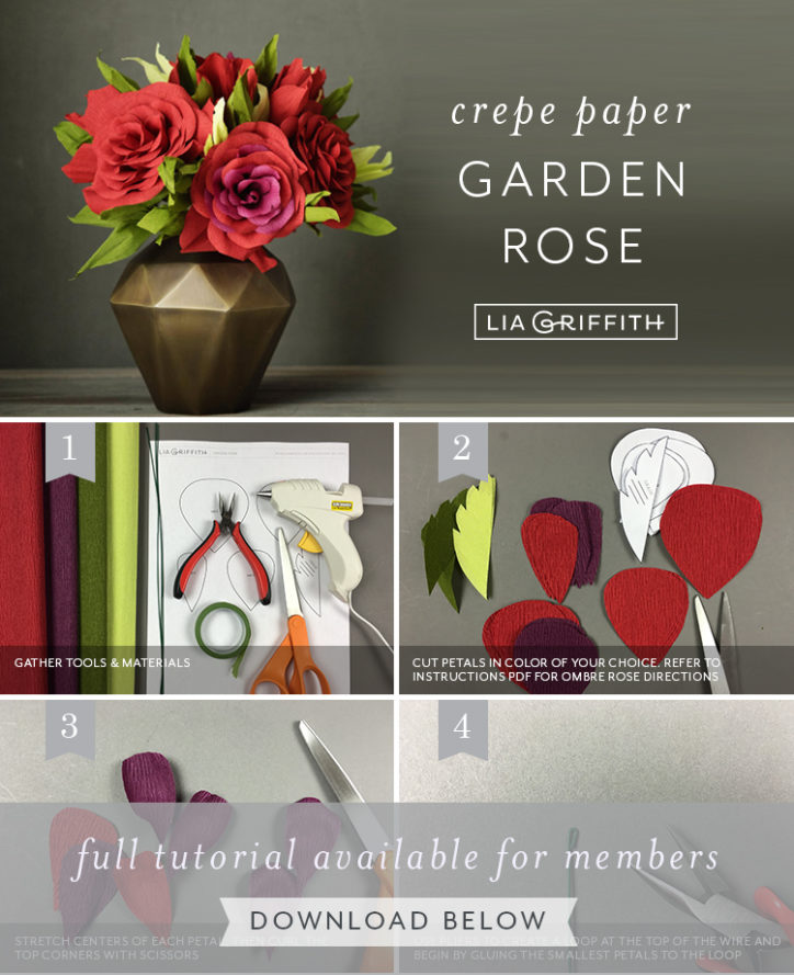 Crepe Paper Garden Roses - Lia Griffith