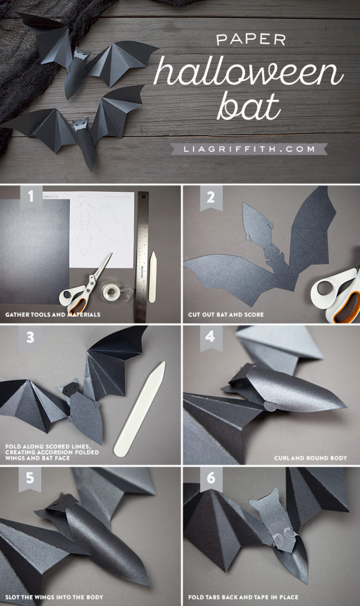 3D Paper Halloween Bats - Lia Griffith