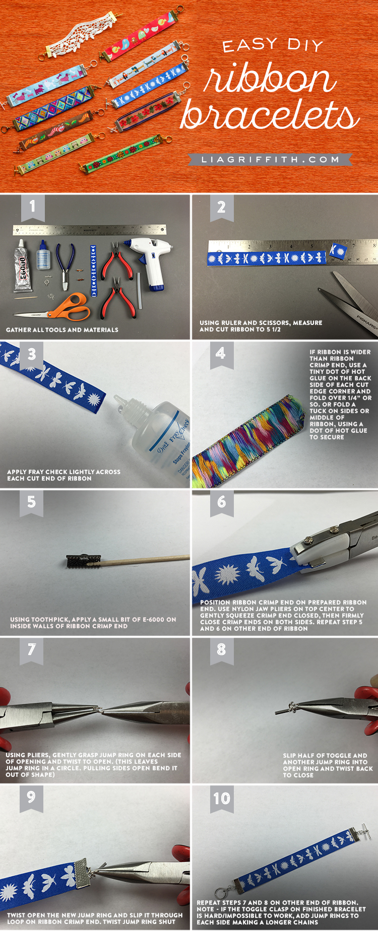 DIY Ribbon Bracelets - Lia Griffith