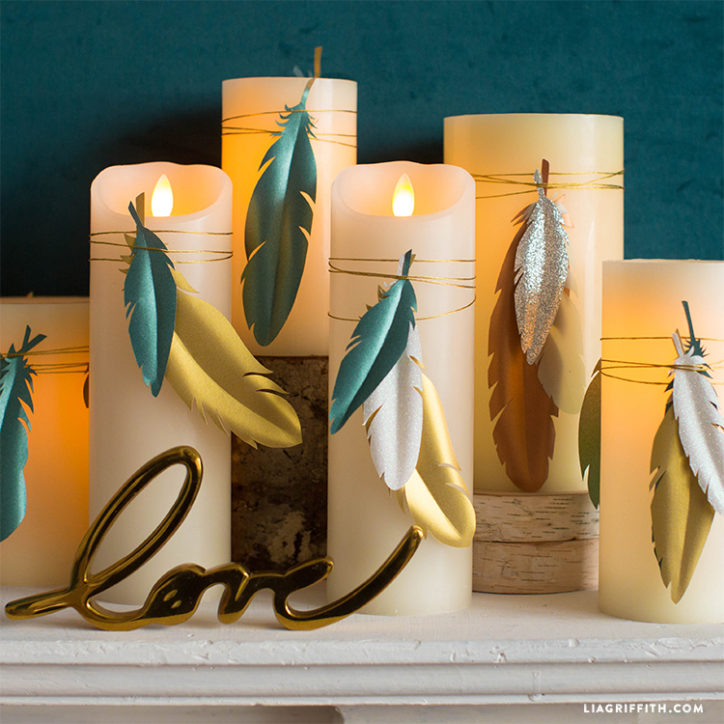 DIY Paper Feather Candle Wraps | 10 Minute Decor Project