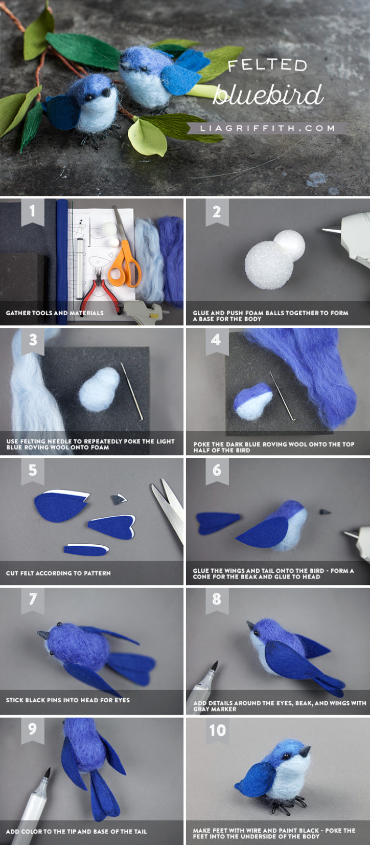 How to Make a Needle Felted Bluebird