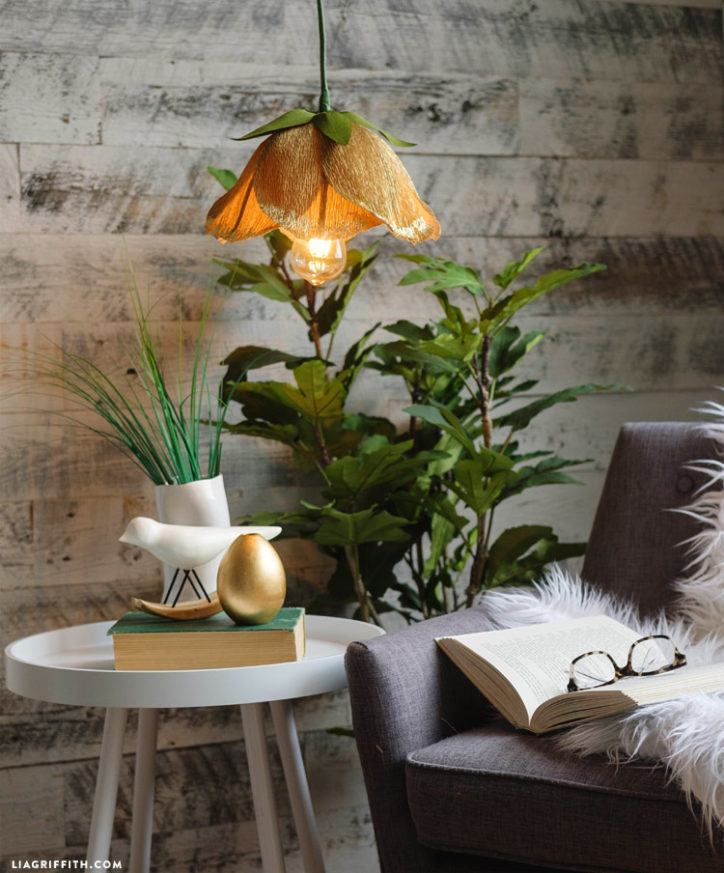 Make a Gorgeous DIY Flower Pendant Light with Crepe Paper