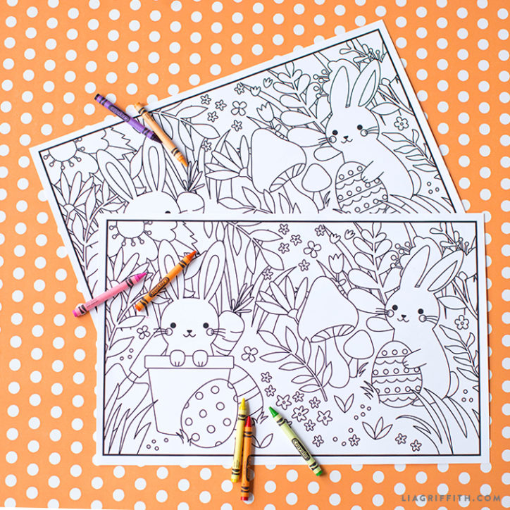 Printable Easter Coloring Placemats for Kids - Lia Griffith