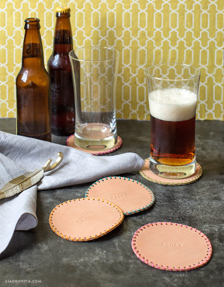 DIY Stamped Leather Coasters