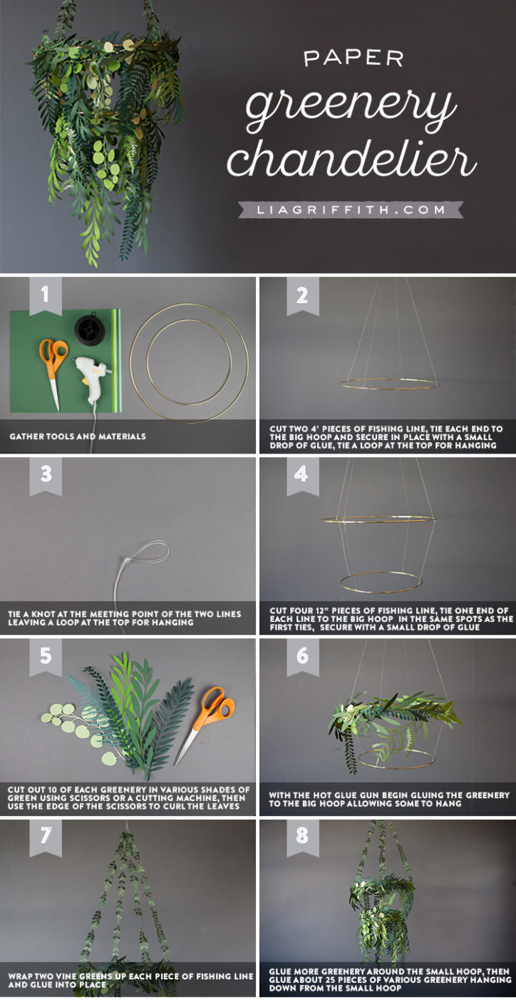 DIY Paper Greenery Chandelier