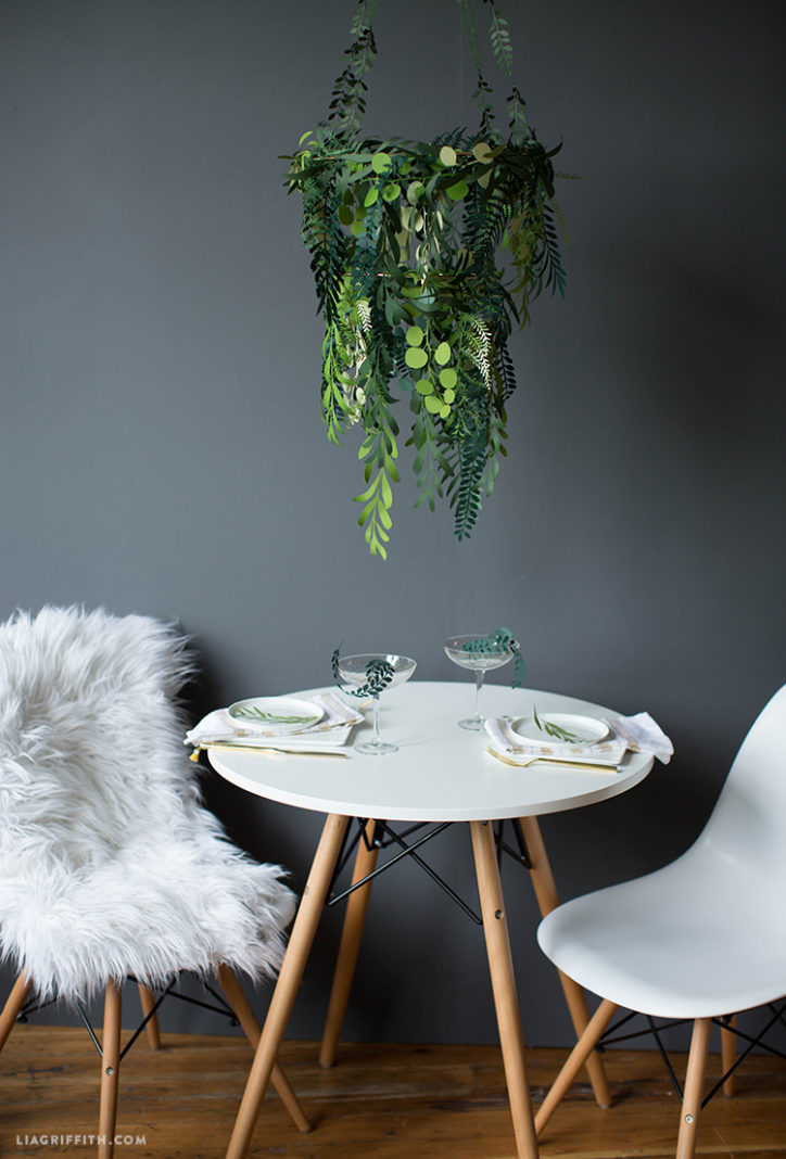 DIY Paper Greenery Chandelier