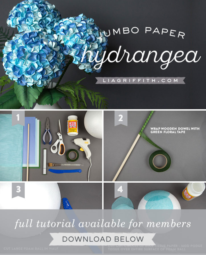 Jumbo Frosted Paper Hydrangeas - Lia Griffith