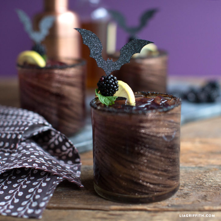 Batberry Smash Cocktail with Bat Stir Sticks - Lia Griffith