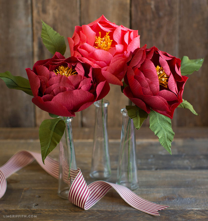 Gorgeous Red Crepe Paper Peony for Fall - Lia Griffith