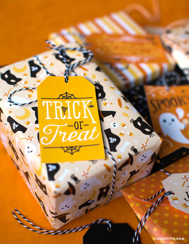 Printable Halloween Gift Tags and Gift Wrap - Lia Griffith