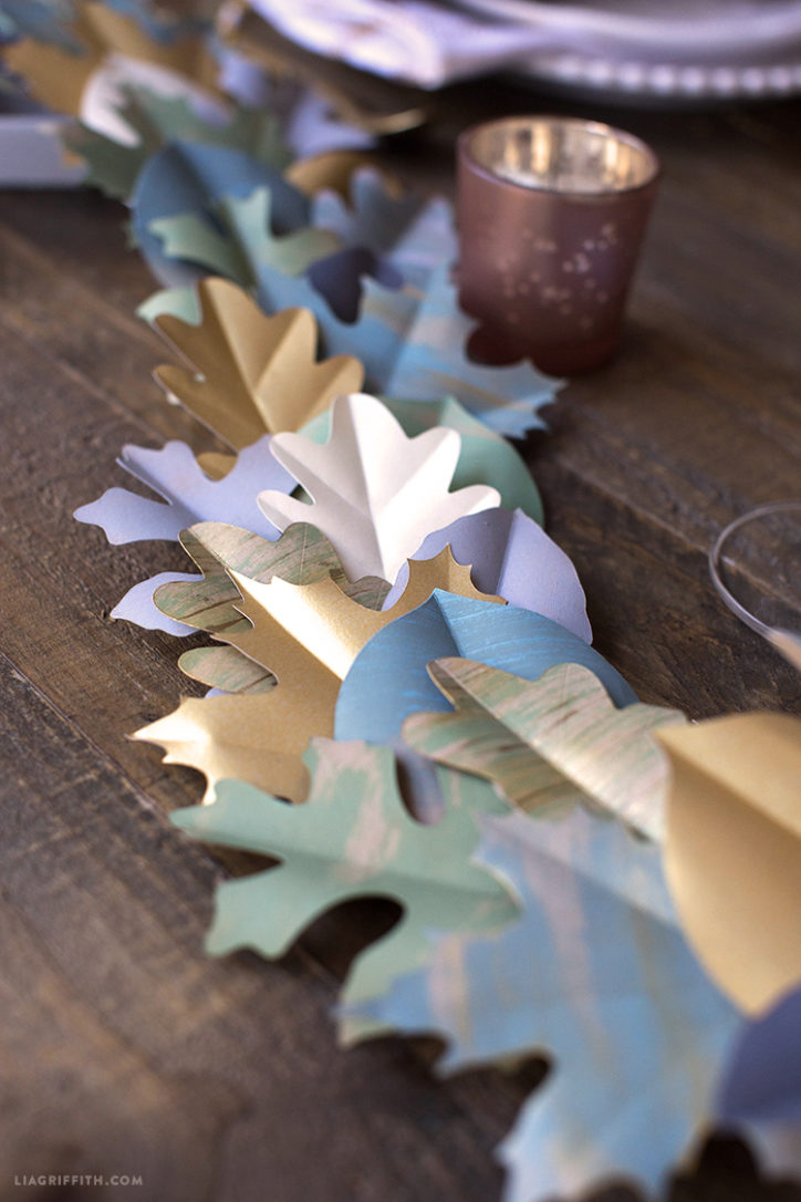 Painted Paper Leaf Garland for Fall - Lia Griffith