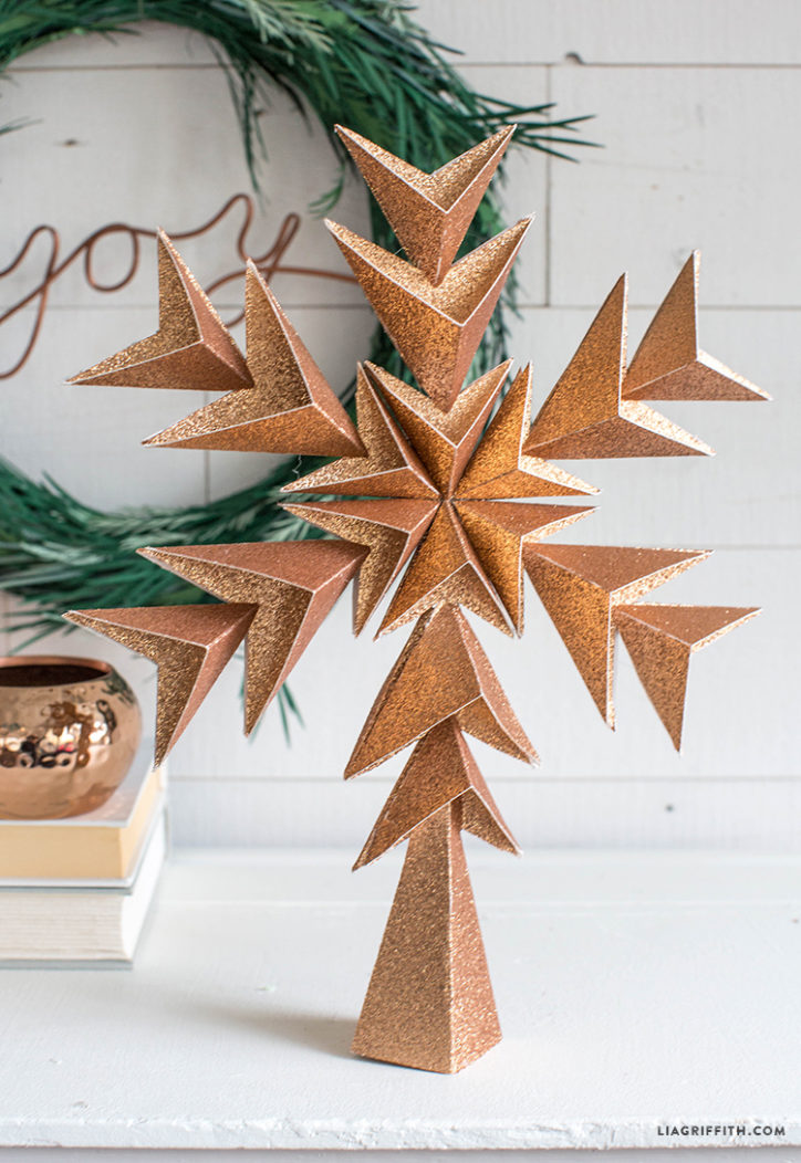 How to Make Your Own Glitter Paper Star Tree Topper - Lia Griffith