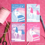 Download a print a set of enchanting unicorn Valentines