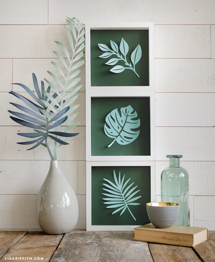 Framed papercut tropical leaves to craft your paradise