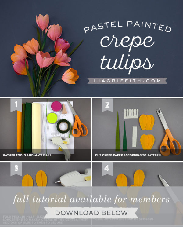 Pastel Painted Crepe Paper Tulips for your Home - Lia Griffith