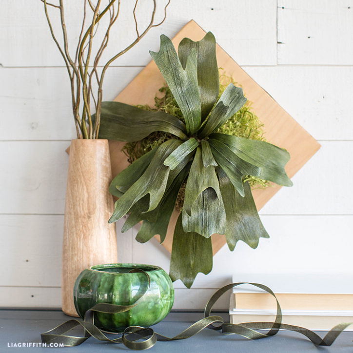 Create Your Own Mounted Crepe Paper Staghorn Fern