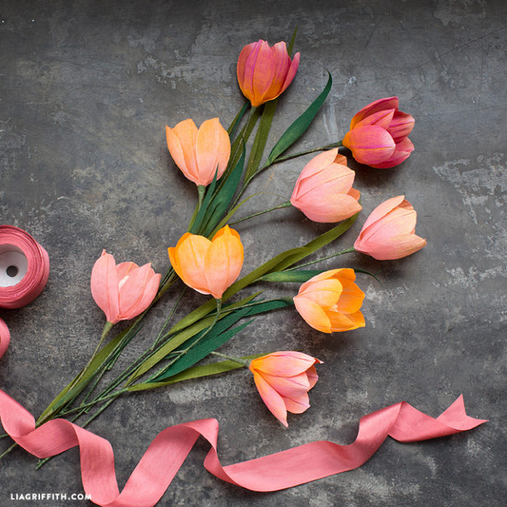Pastel Painted Crepe Paper Tulips for your Home - Lia Griffith
